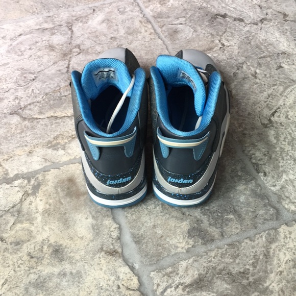 Jordan | Shoes | Light Dark Gray With Blue Jordan Dubs With Laces ...
